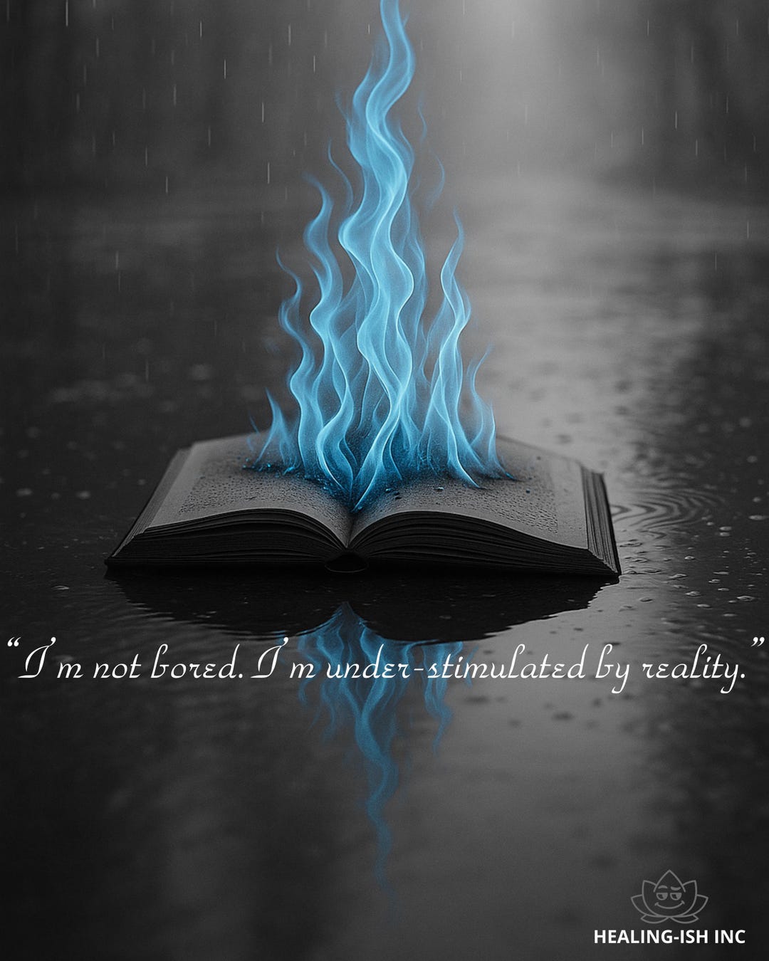 Healing-ish Blue Flame Book Art • Surreal Printable Wall Art ...
