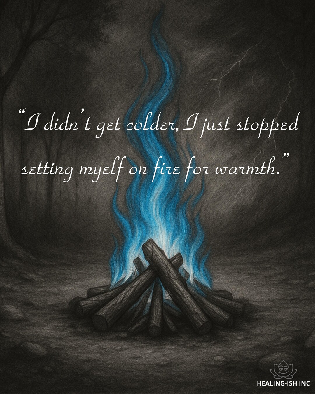 Healing-ish Campfire Wall Art • Blue Flame Surreal Printable ...