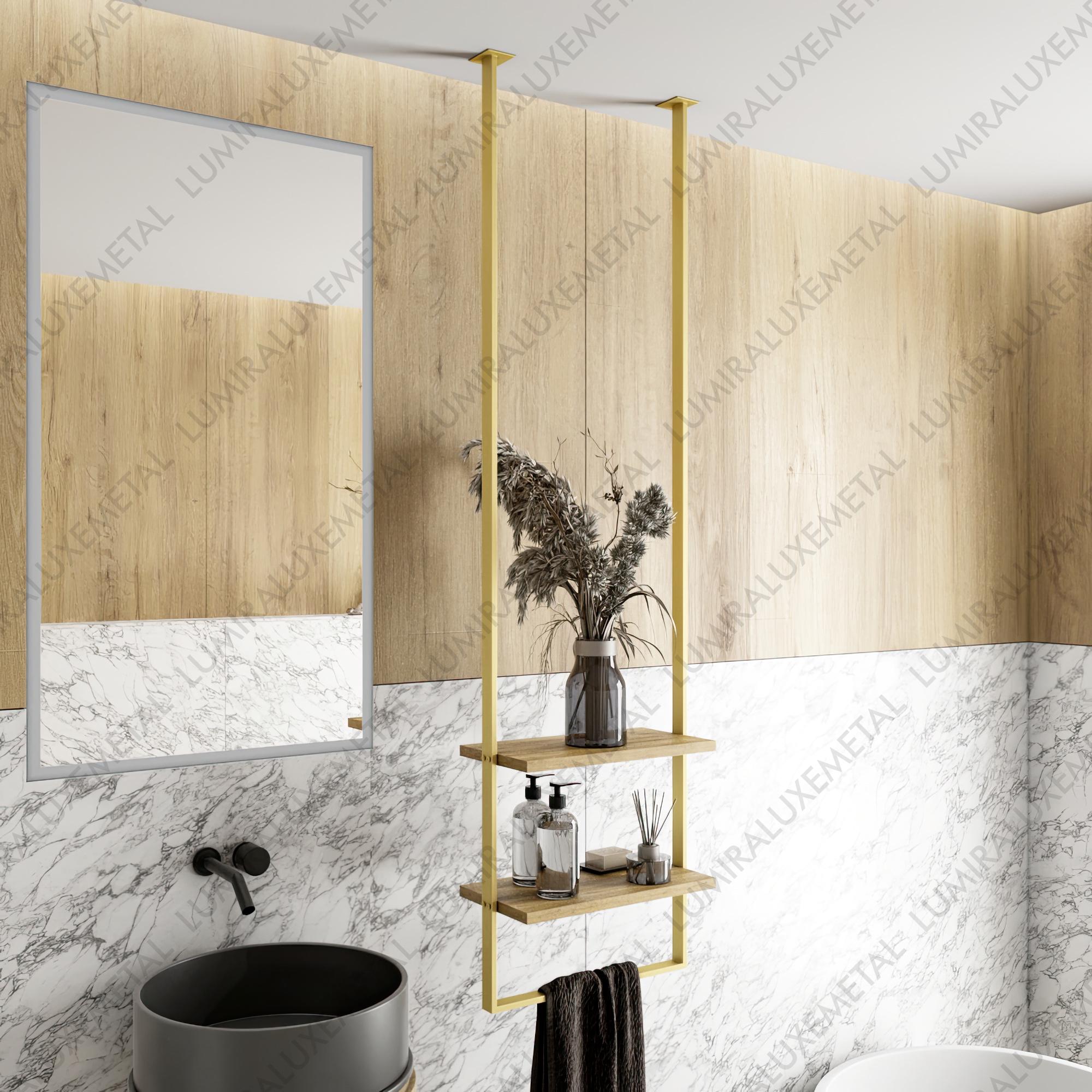 Floating Wall Shelf With Metal Frame – Industrial 2 Tier Hanging ...