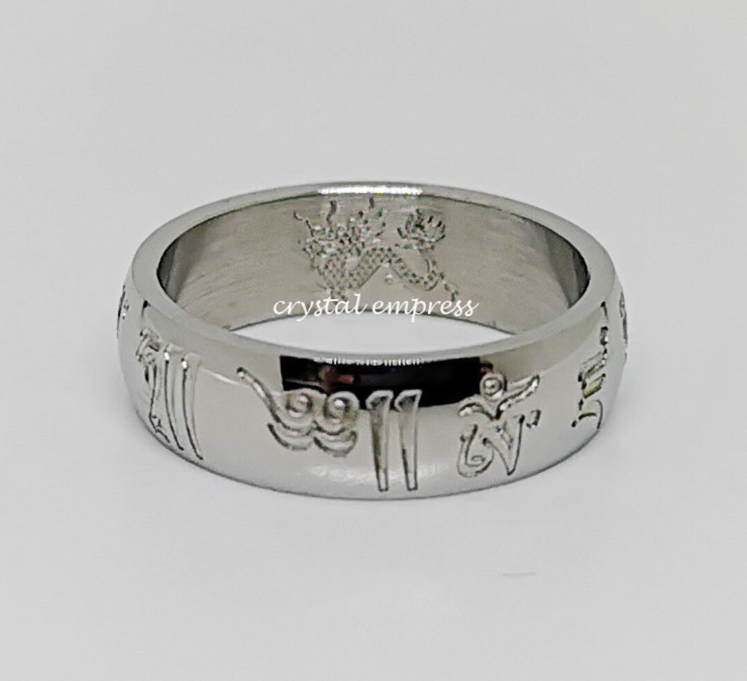 Feng Shui - White Dzambala Wealth Mantra Ring (stainless Steel) - Etsy