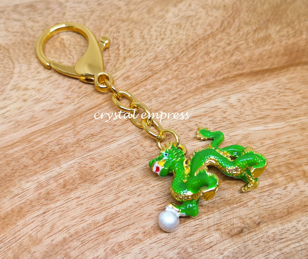 Feng Shui - Young Green Dragon Amulet Keychain - Etsy