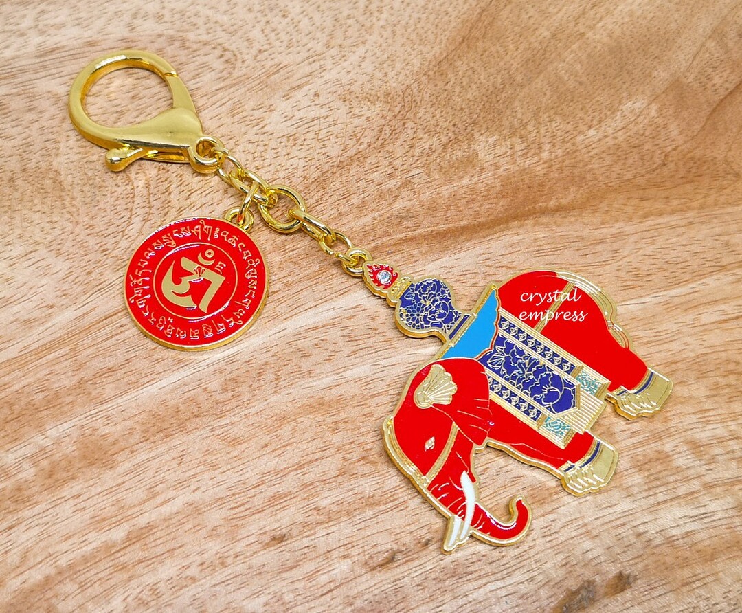 Feng Shui - Red Prosperity Elephant With Anti-conflict Amulet Keychain ...