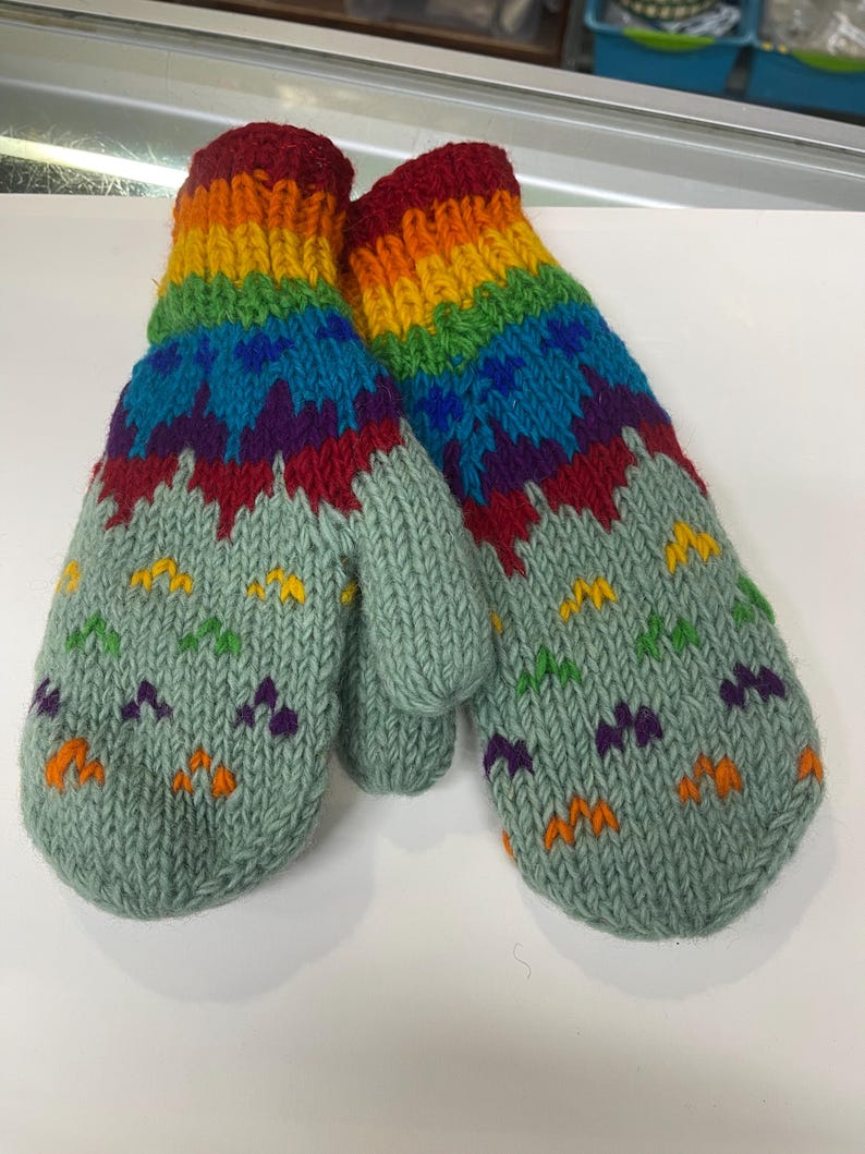 Woollen Unisex Hand Knitted Gloves 100% Wool - Etsy