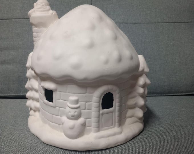 Christmas Village Igloo House, Handmade Ceramic Bisque. Ready to Paint ...