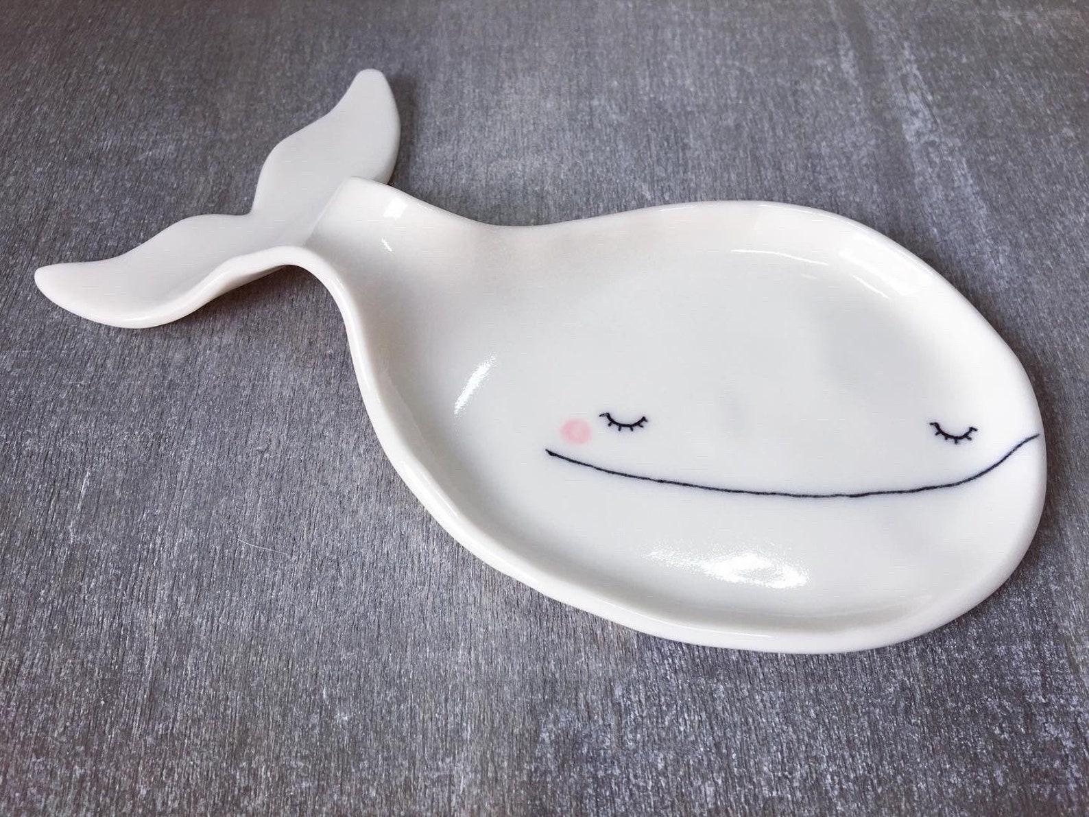 Smiling Whale Spoon Rest Trinket Dish Made From Porcelain - Etsy