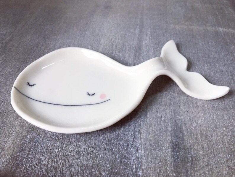 Smiling Whale Spoon Rest Trinket Dish Made From Porcelain - Etsy