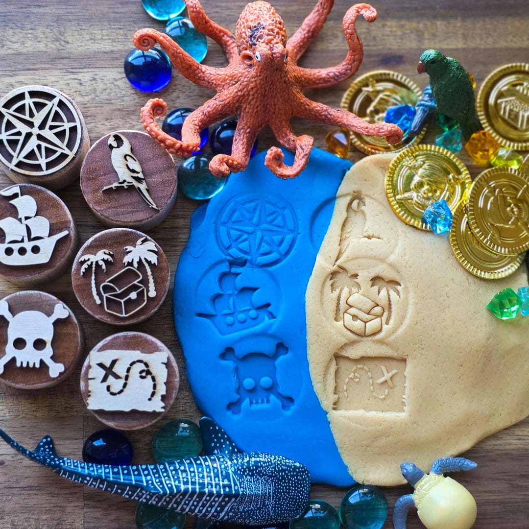 Australian Wooden Handmade Playdough Stamps. Pirate Theme. INDIVIDUAL ...