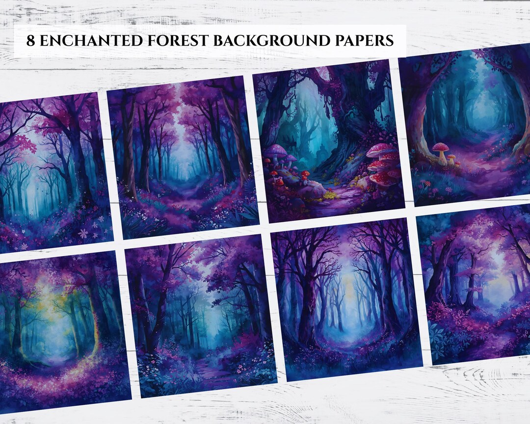 Enchanted Forest Digital Paper Pack, 12x12 Scrapbook Backgrounds ...