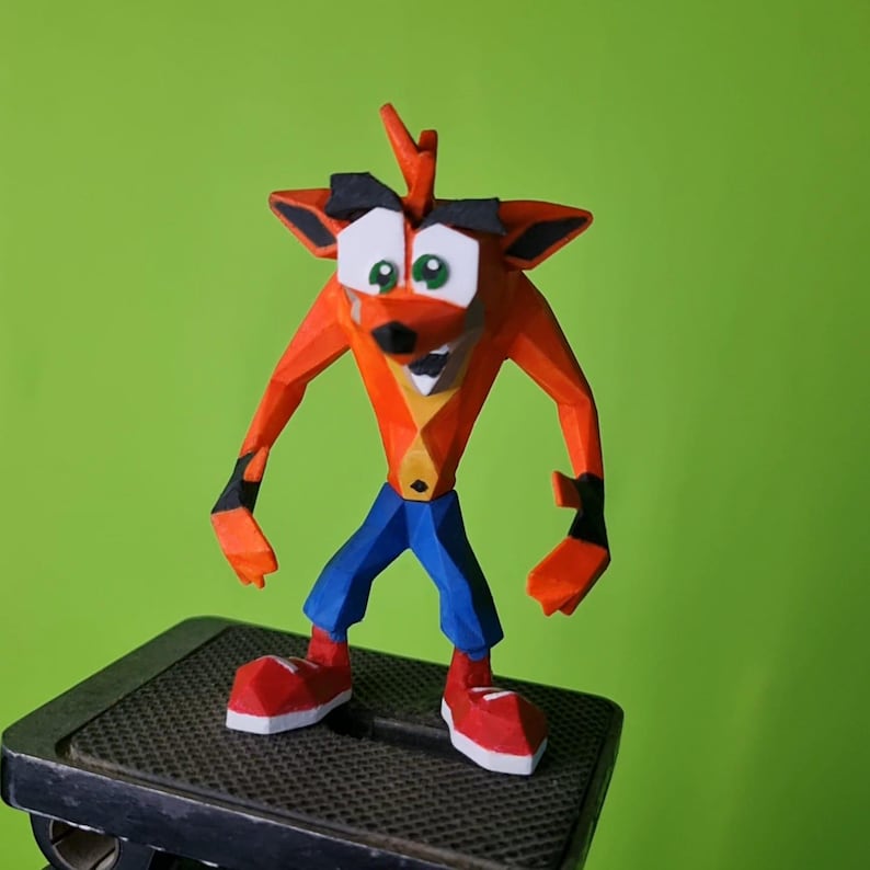 Crash Bandicoot Figure Low Poly 3d Printed Hand-painted - Etsy
