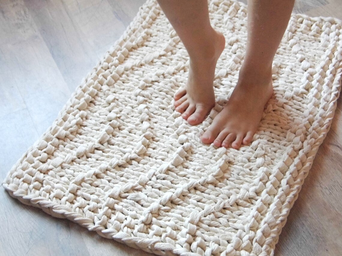 Rug Knitting Pattern PDF, Waves. Beginners Bath Mat Knitting Pattern ...