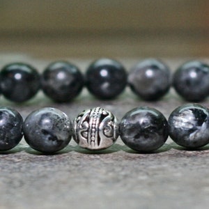 Larvikite black Labradorite 8mm Stretch Beaded Bracelet Protection Healing Hobo Bracelet Chakra ...