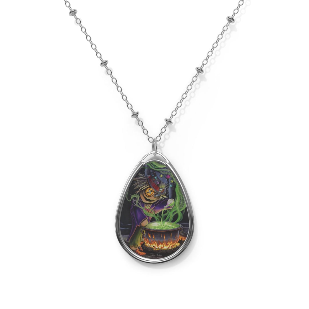 Witch Doctor Voodoo Doll Oval Necklace | Halloween Potion Pendant - Etsy