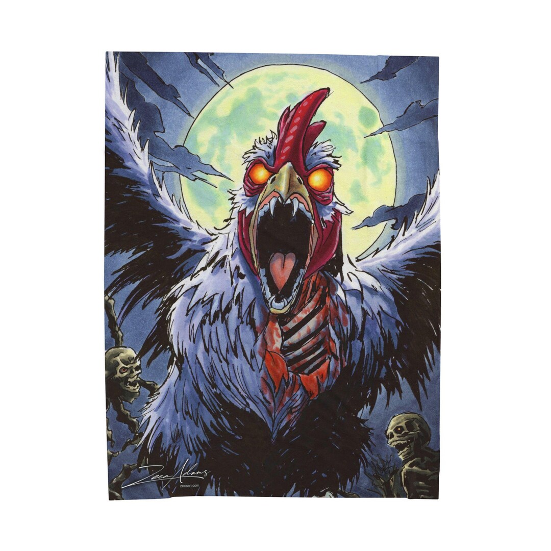 Zombie Chicken Illustration by Zeea Adams Velveteen Plush Blanket ...