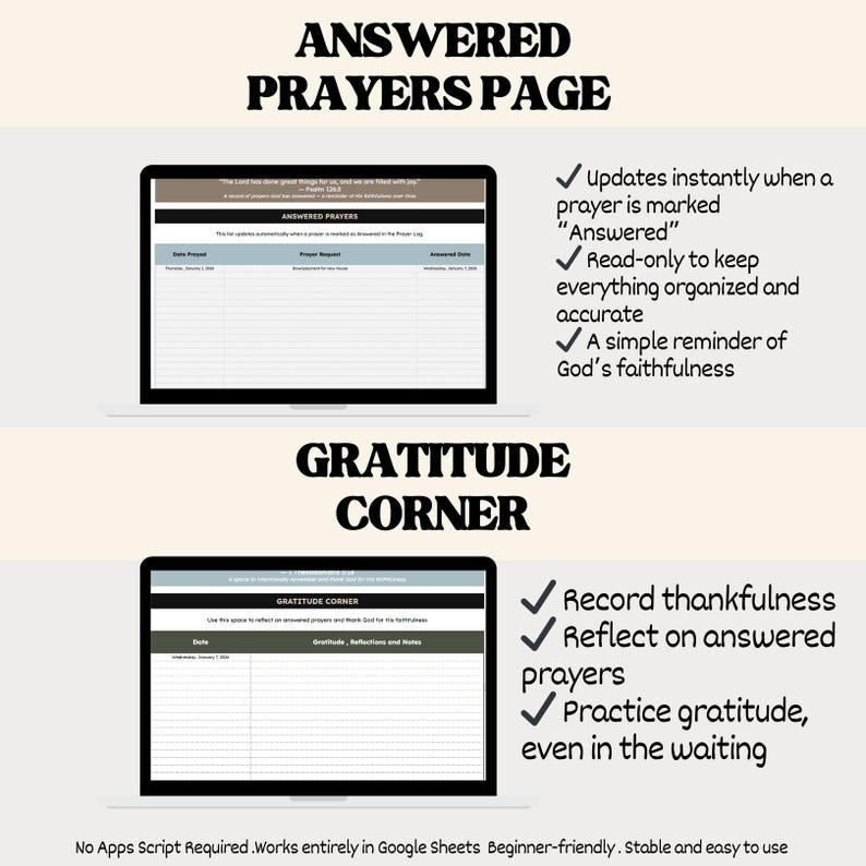 Prayer Log & Answered Prayer Tracker – Google Sheets | Christian ...