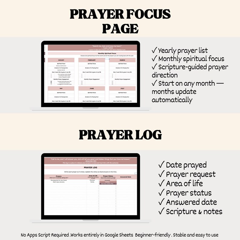 Prayer Log & Answered Prayer Tracker – Google Sheets | Christian ...