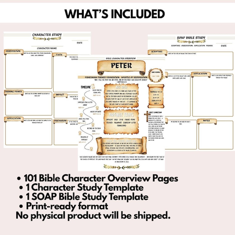 101 Bible Characters Study Bundle | Christian Journal Overview (digital ...