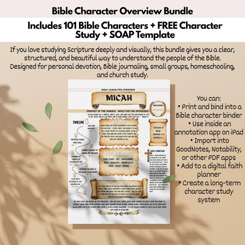101 Bible Characters Study Bundle | Christian Journal Overview (digital ...