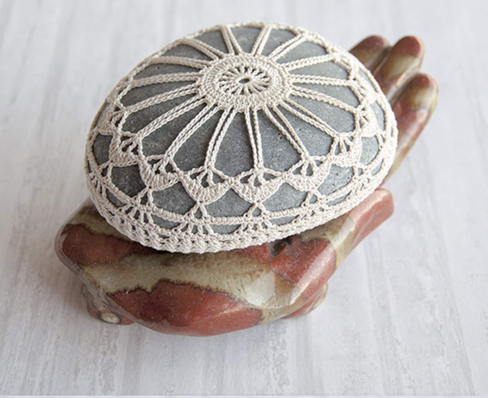 Crochet Stone Pattern, DIY, Lace Stone Cover Pattern, Rock Cozy Pattern ...