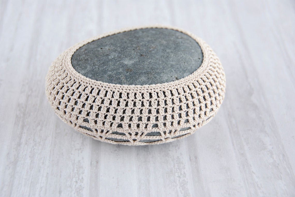 Crochet Stone Pattern, DIY, Lace Stone Cover Pattern, Rock Cozy Pattern ...