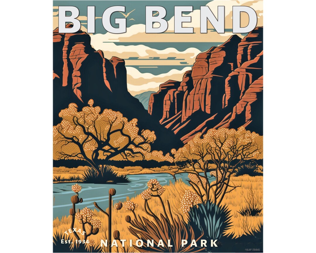Big Bend National Park Serigraph Sticker 4x4.5 Inches - Etsy
