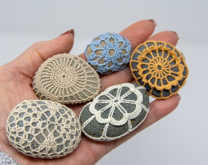 Crochet Stone Pattern, DIY, Lace Stone Cover Pattern, Rock Cozy Pattern ...