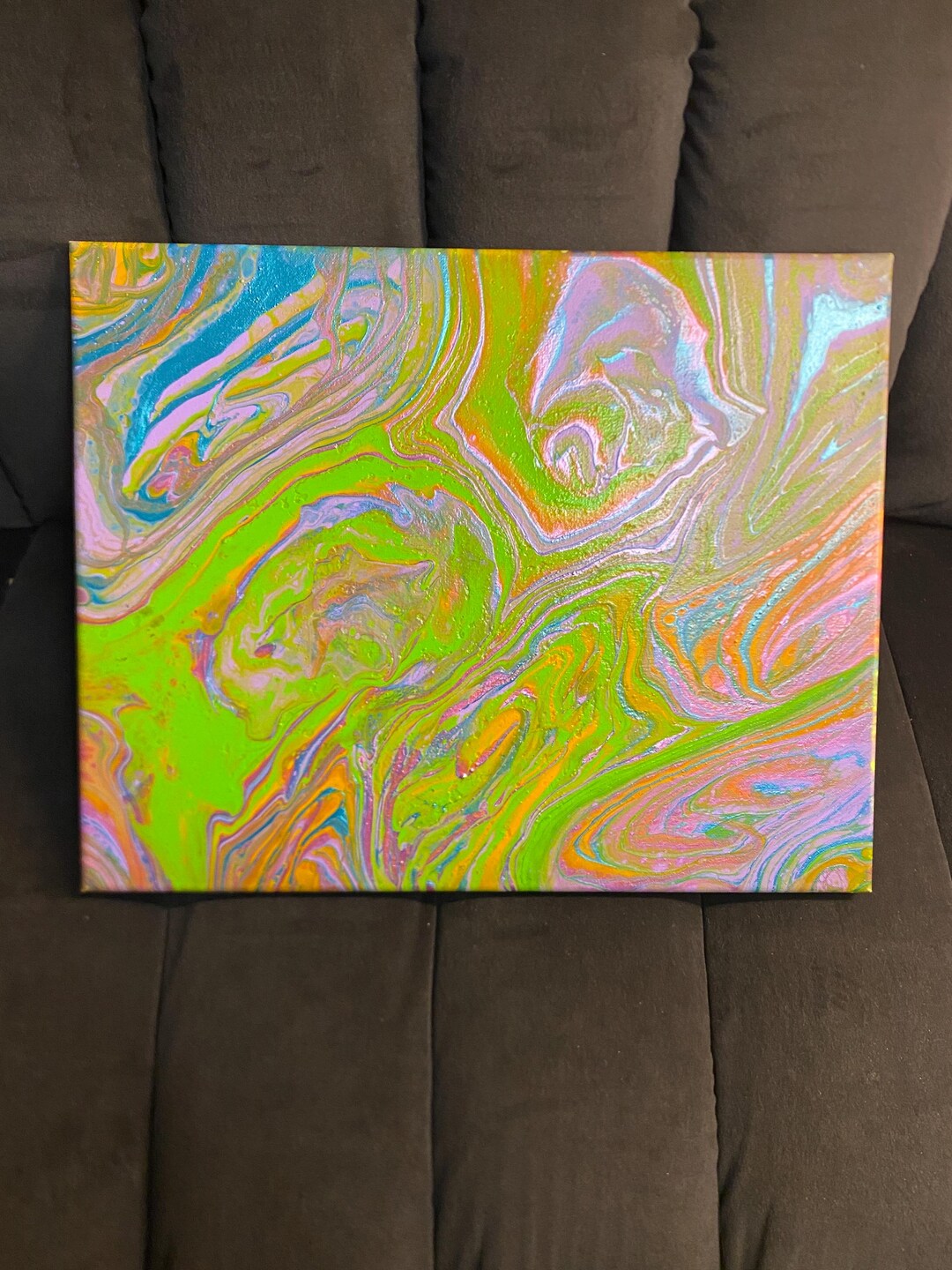 Rainbow Swirl Acrylic Pour Painting - Etsy