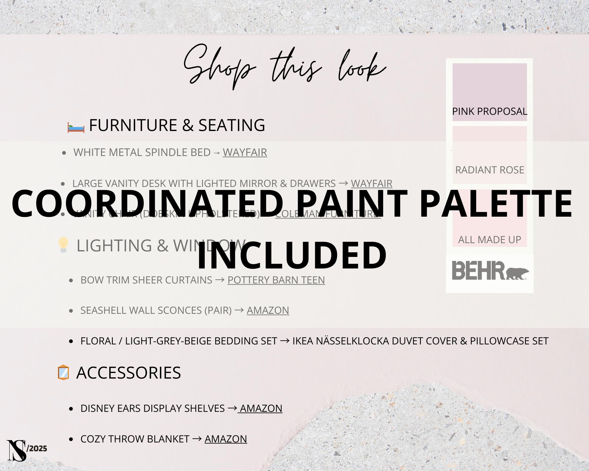 Digital Interior Design Kit | Princess Chic Bedroom Mood Board With ...
