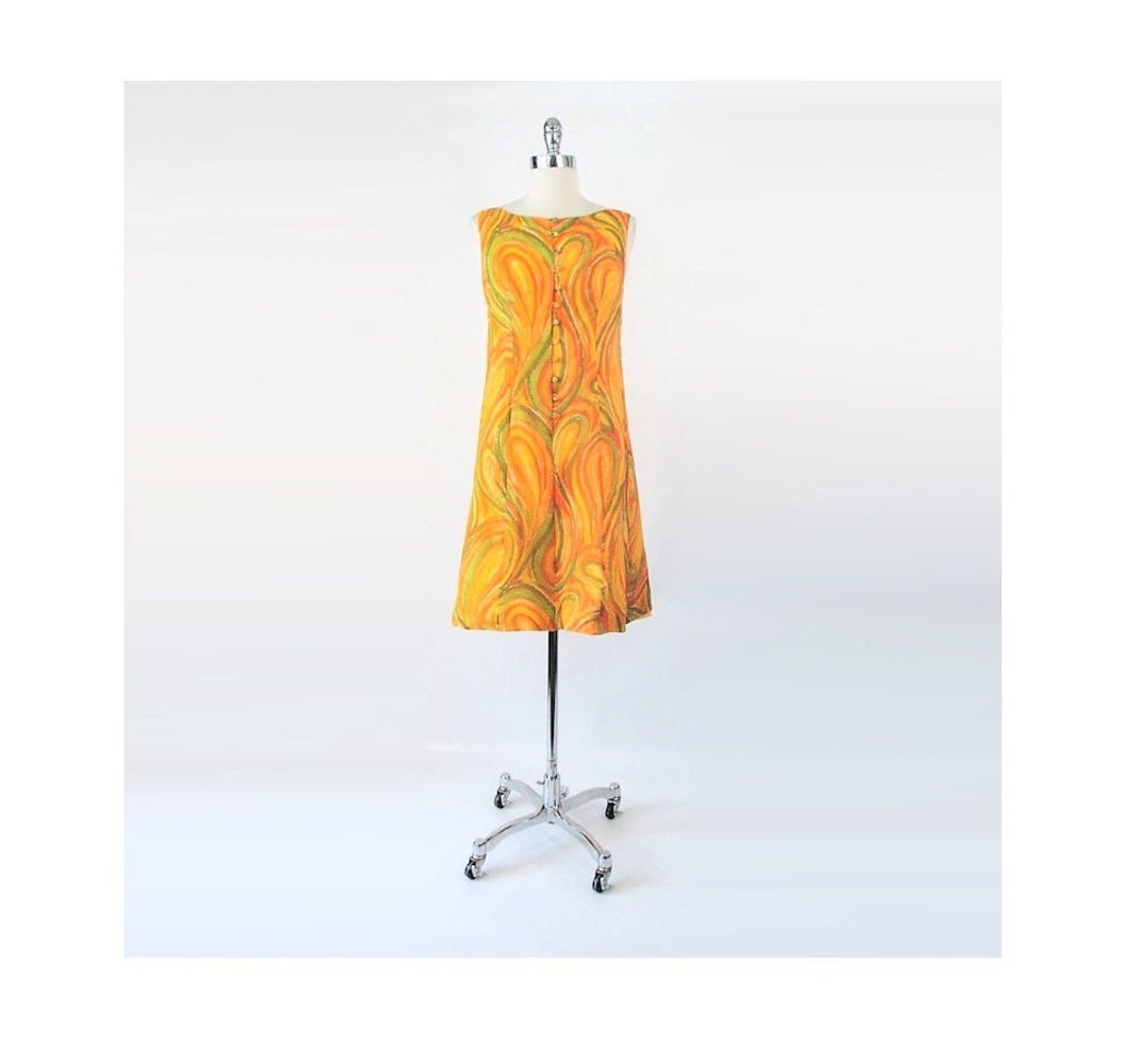 Vintage 60s Paisley Chiffon MOD Party Dress XS S - Etsy