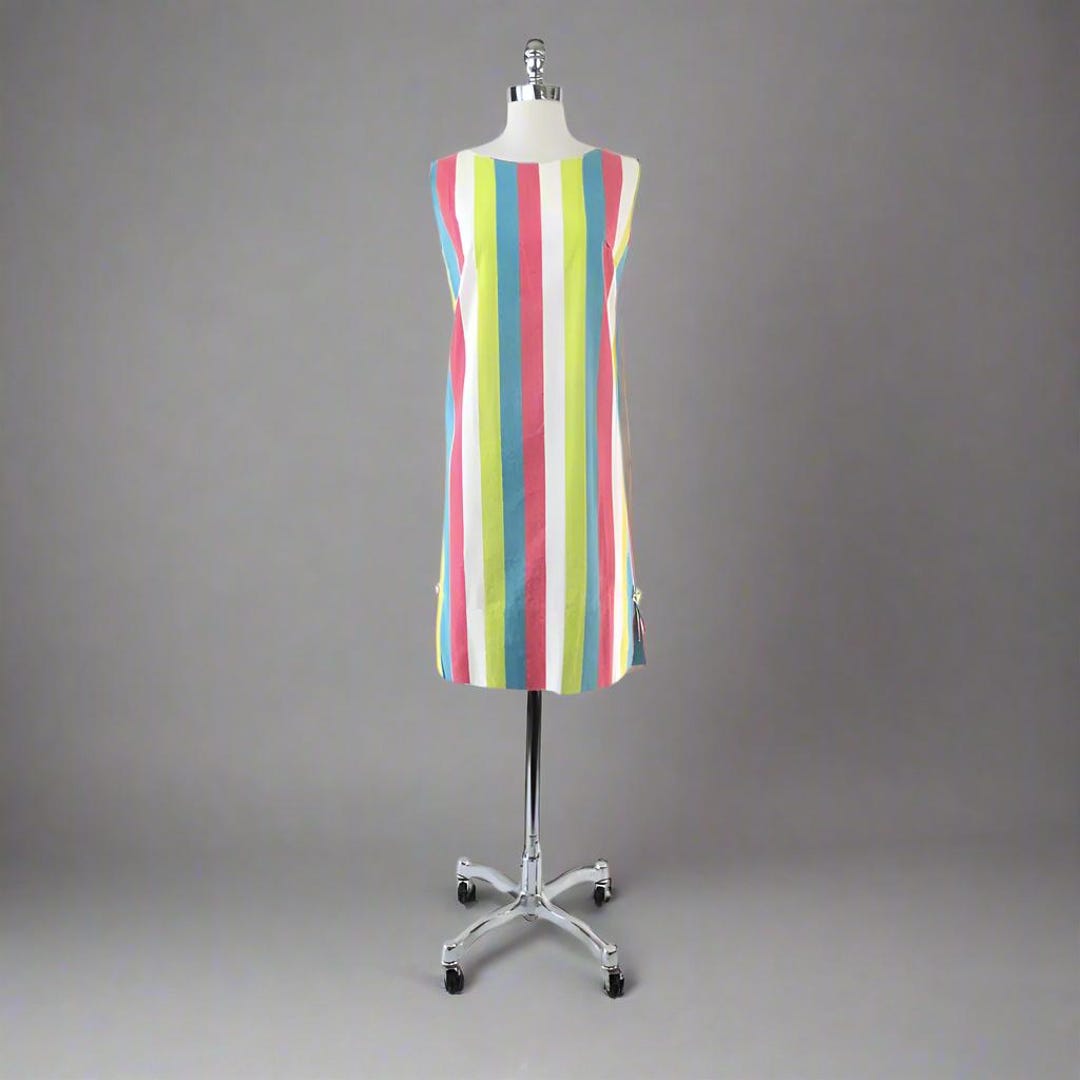 Vintage 60s Atomic Stripe Shift Dress M - Etsy