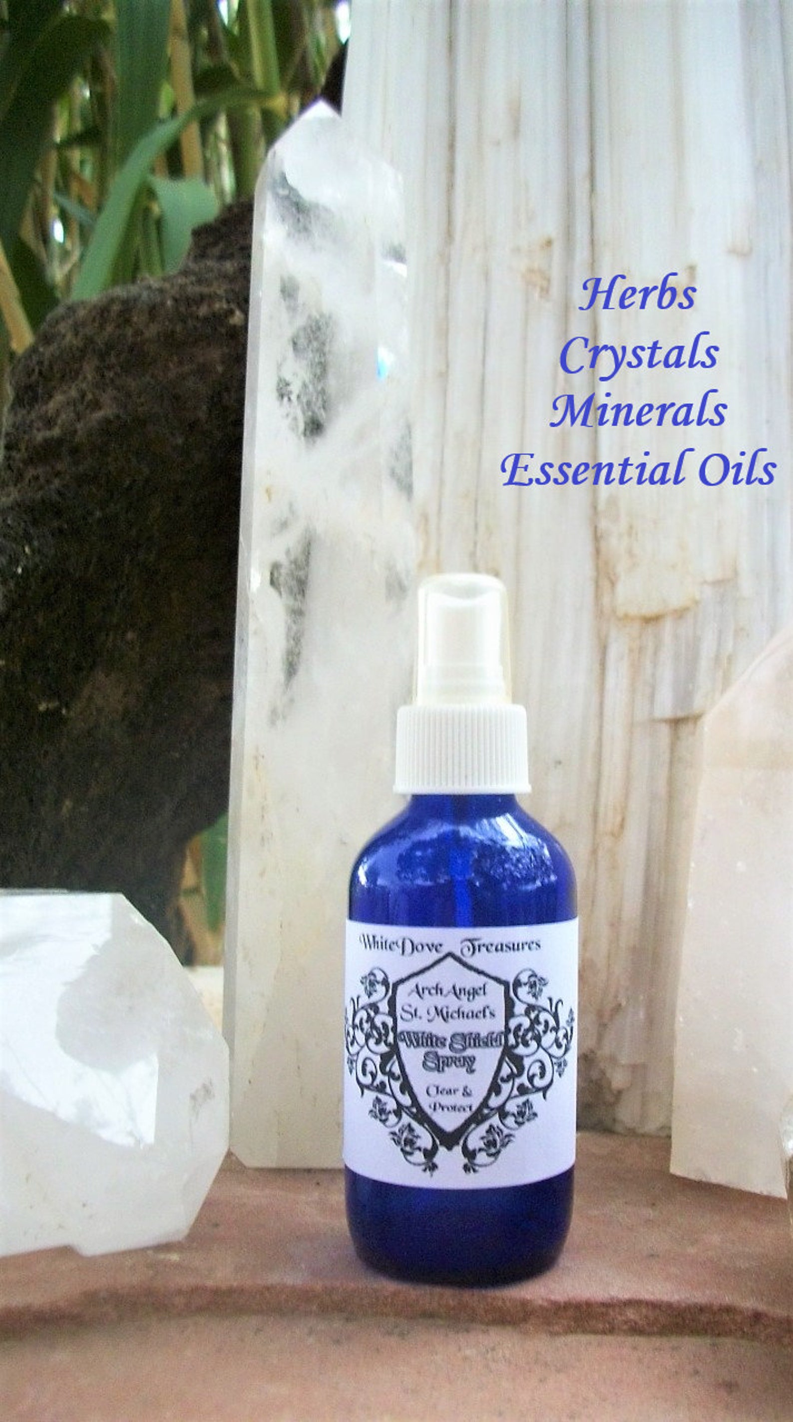 ArchAngel St. Michael Crystal White Sage Spray White Shield | Etsy