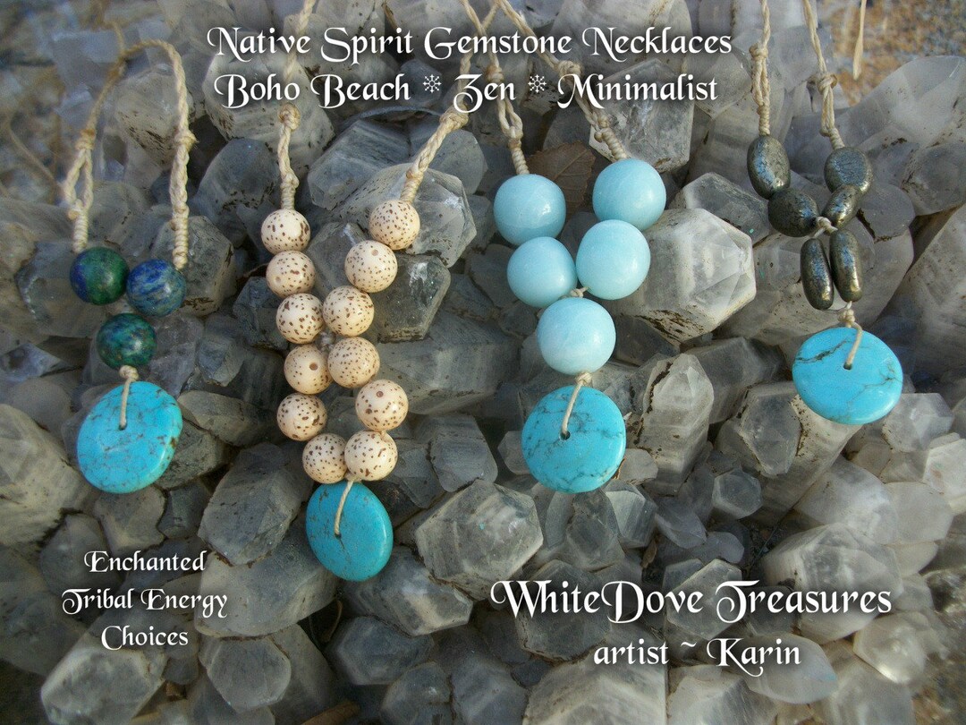 SALE Boho Turquoise Minimal Mala Necklace, Azurite Zen Lotus Seed Mini ...