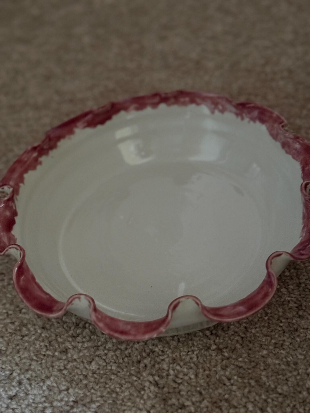 Vintage Latham's Pottery Scalloped Bowl Seagrove, N.C. Pink/white ...