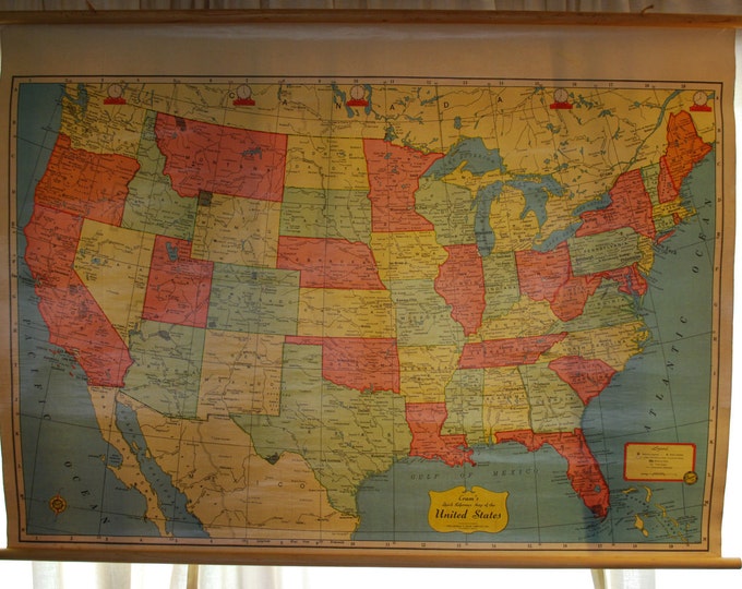 Vintage Cram's Quick Reference Map of the United States - Etsy