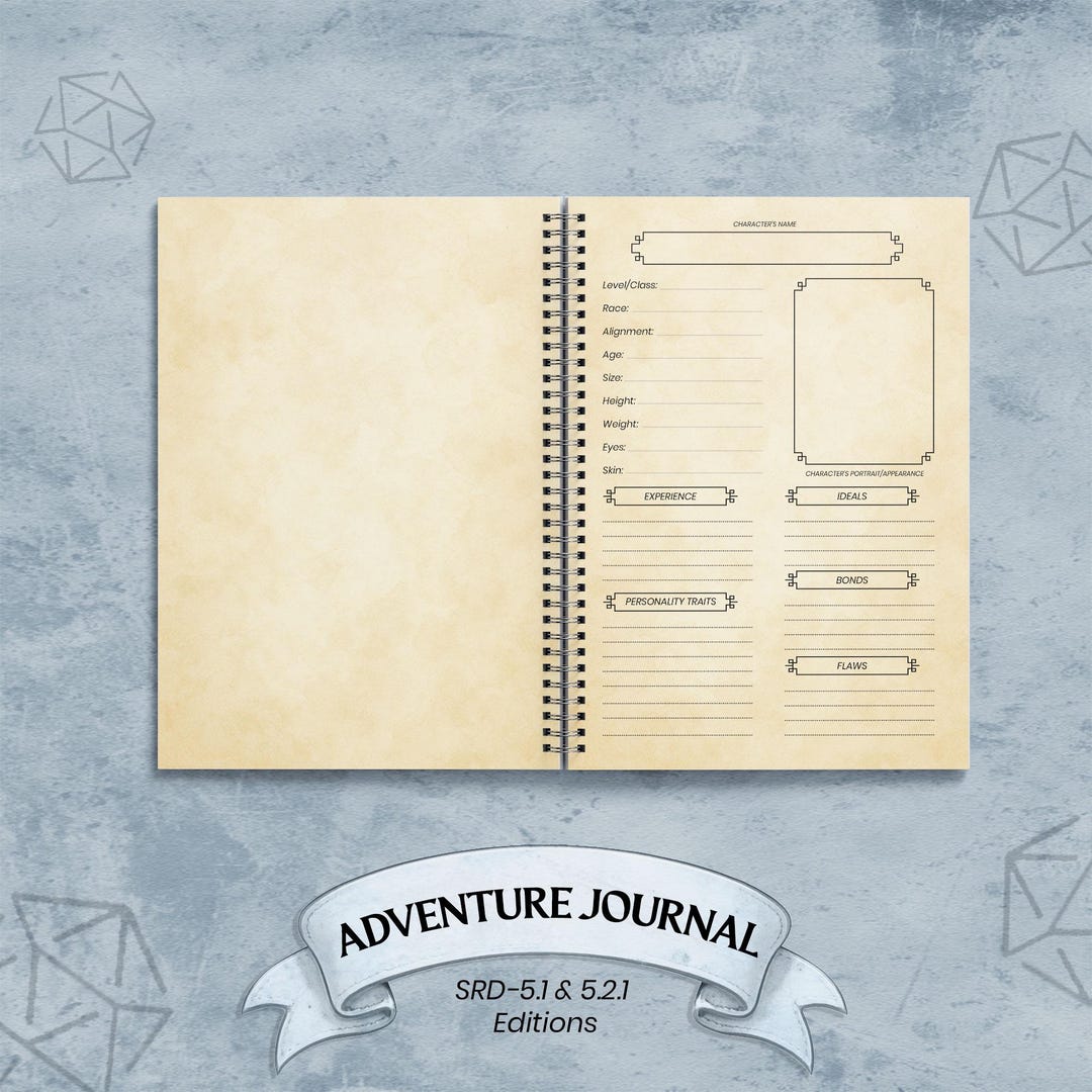 Adventure Journal for Dungeons & Dragons 5th Edition - (editable and ...