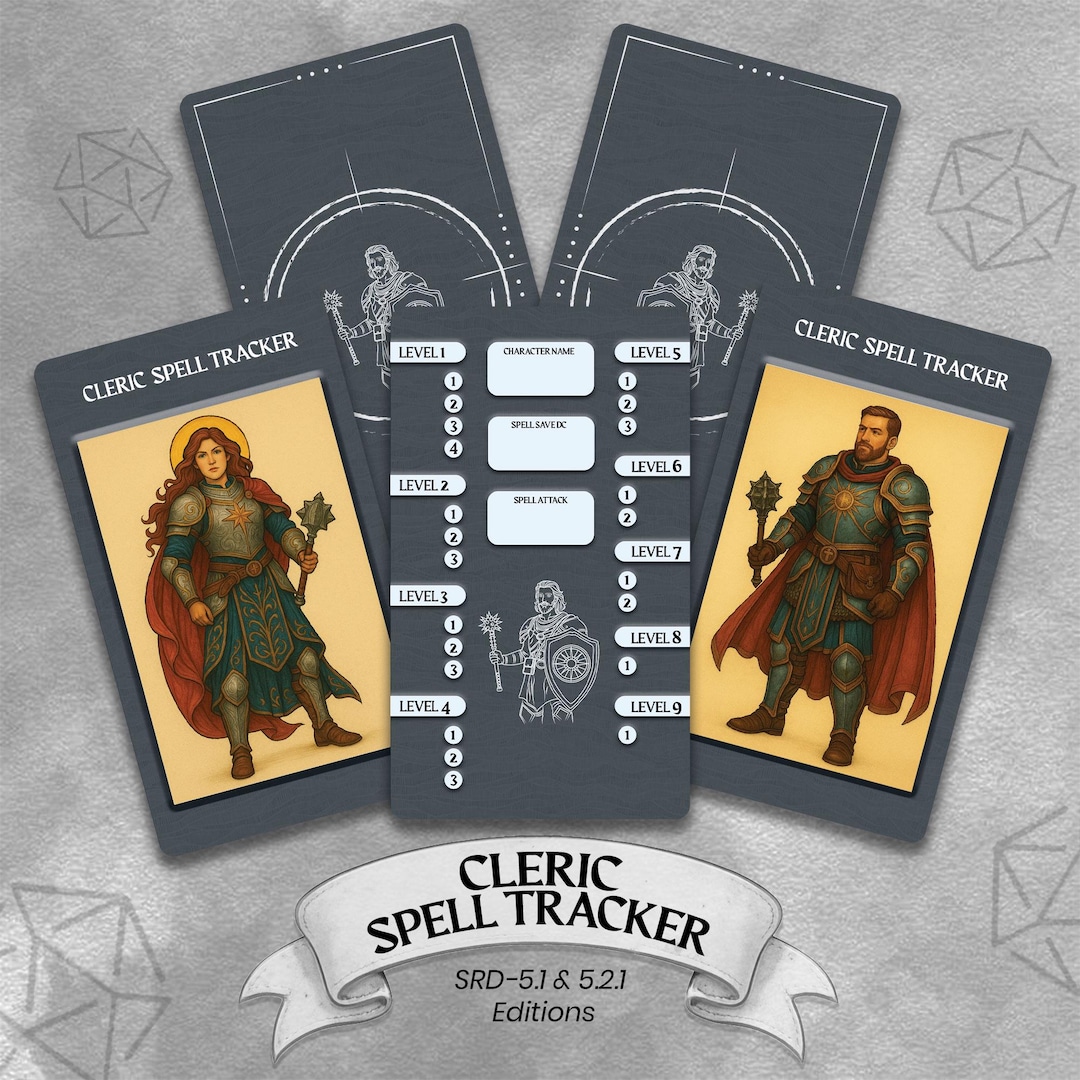 Cleric Illustrated Spell Tracker for Dungeons & Dragons 5th Edition ...
