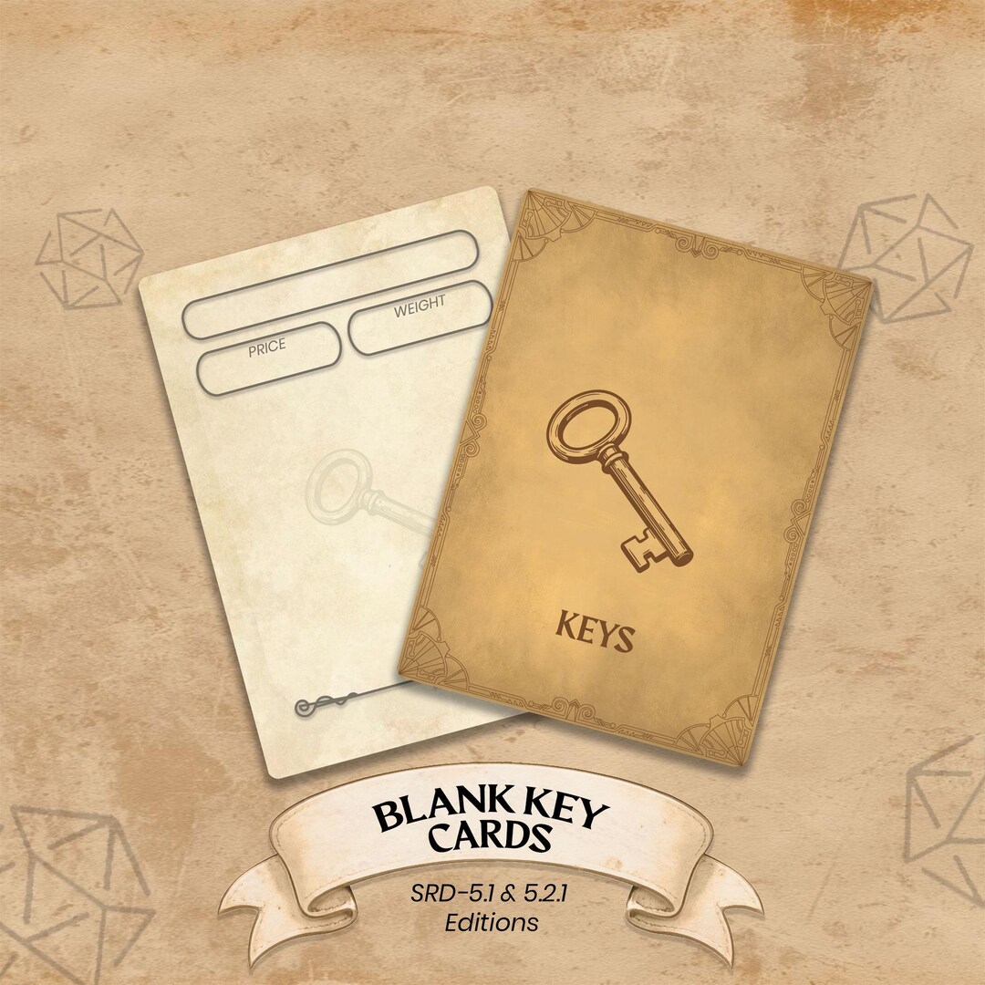 Blank Key Cards for Dungeons & Dragons 5th Edition - (printable PDF ...