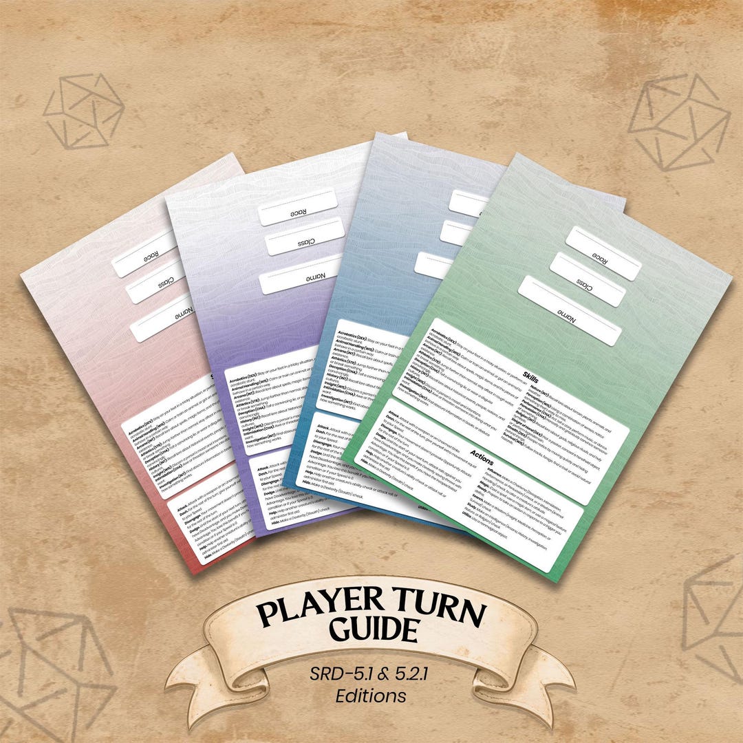 Colored Player Turn Guides - for Dungeons & Dragons 5th Edition ...