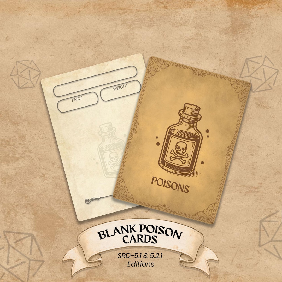 Blank Poison Cards for Dungeons & Dragons 5th Edition - (printable PDF ...