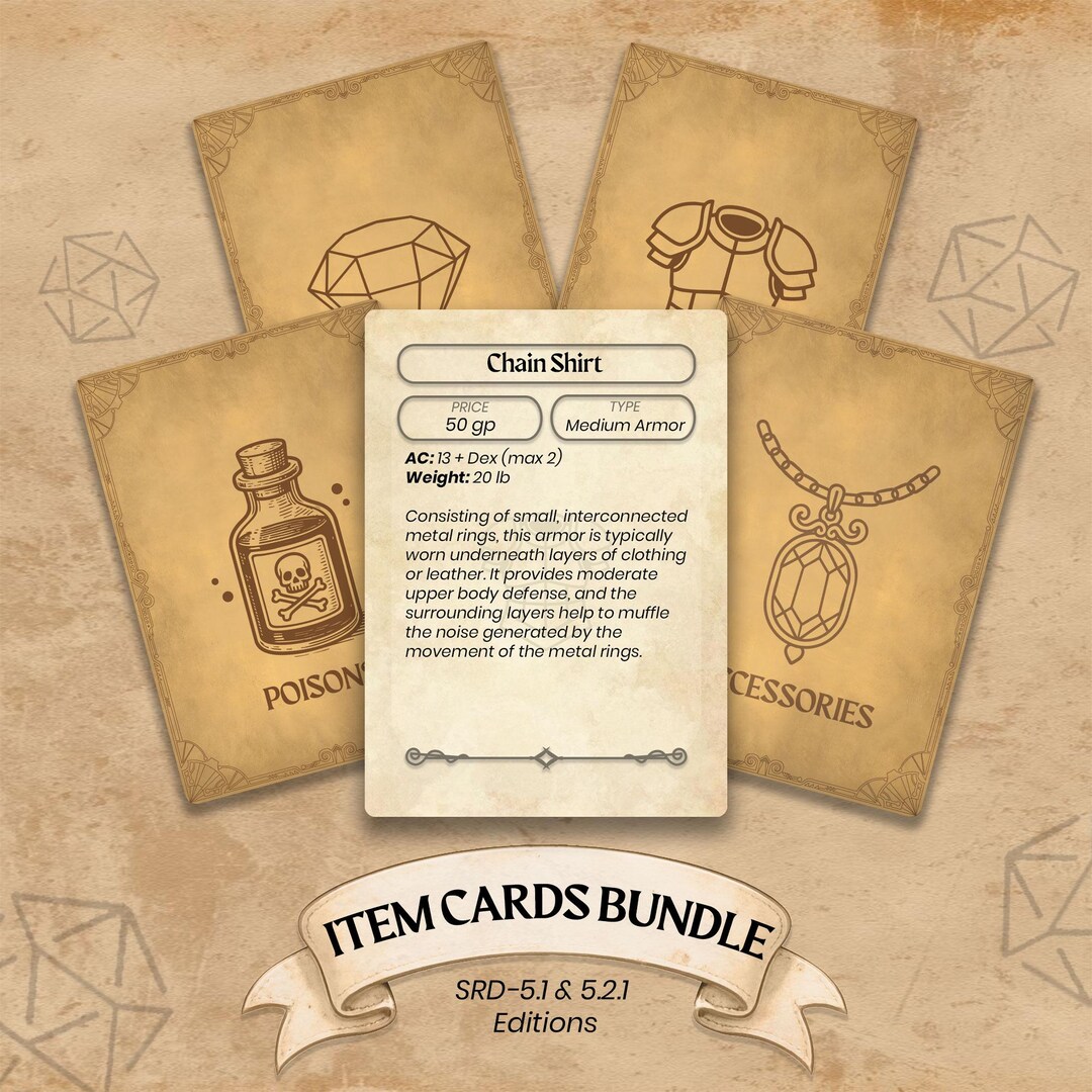Item Cards Bundle for Dungeons & Dragons 5th Edition - (printable PDF ...