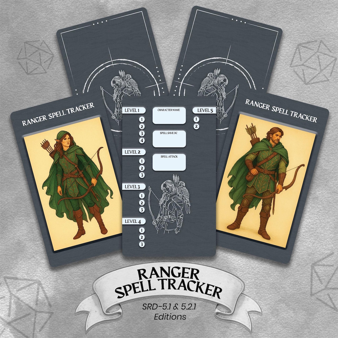 Ranger Illustrated Spell Tracker for Dungeons & Dragons 5th Edition ...
