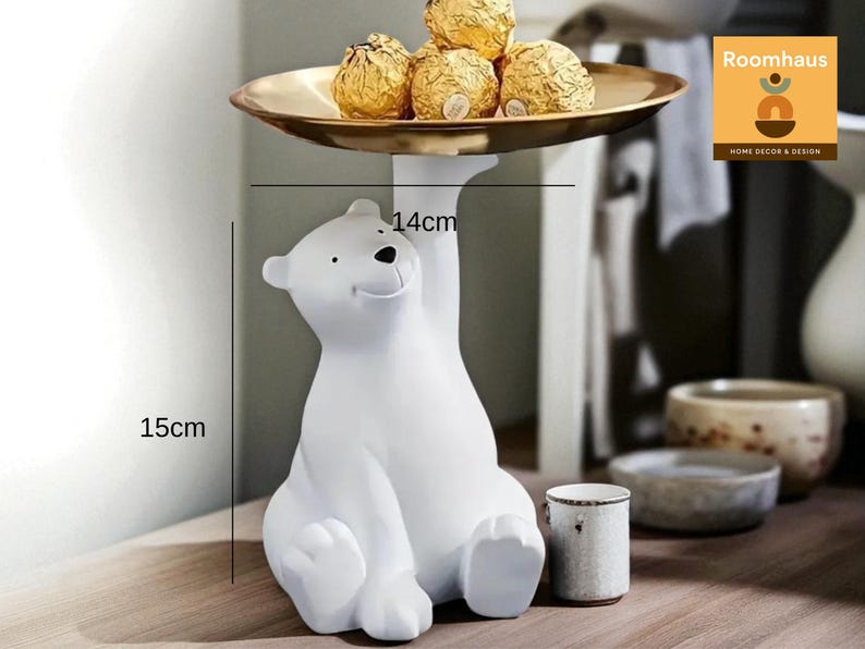 Polar Bear Butler Statue: Resin Entryway Key Holder Dish - Etsy