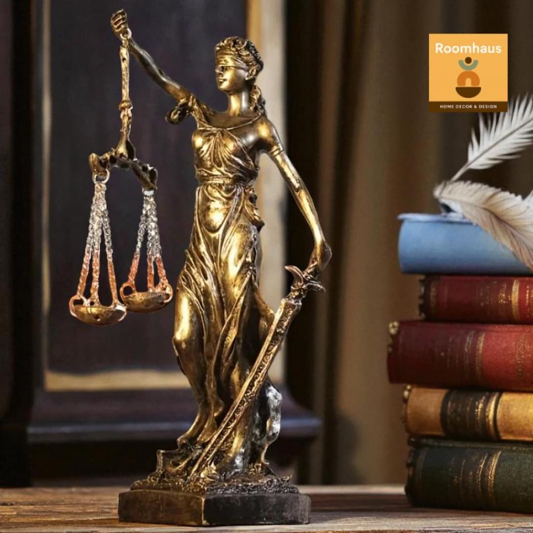 Vintage Bronze Finish Lady Justice Statue: Lawyer Office Decor - Etsy