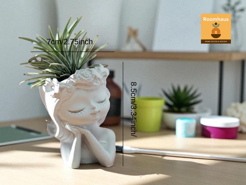 Girl Face Planter Mold: DIY Concrete & Resin Head Pot - Candle Holder ...