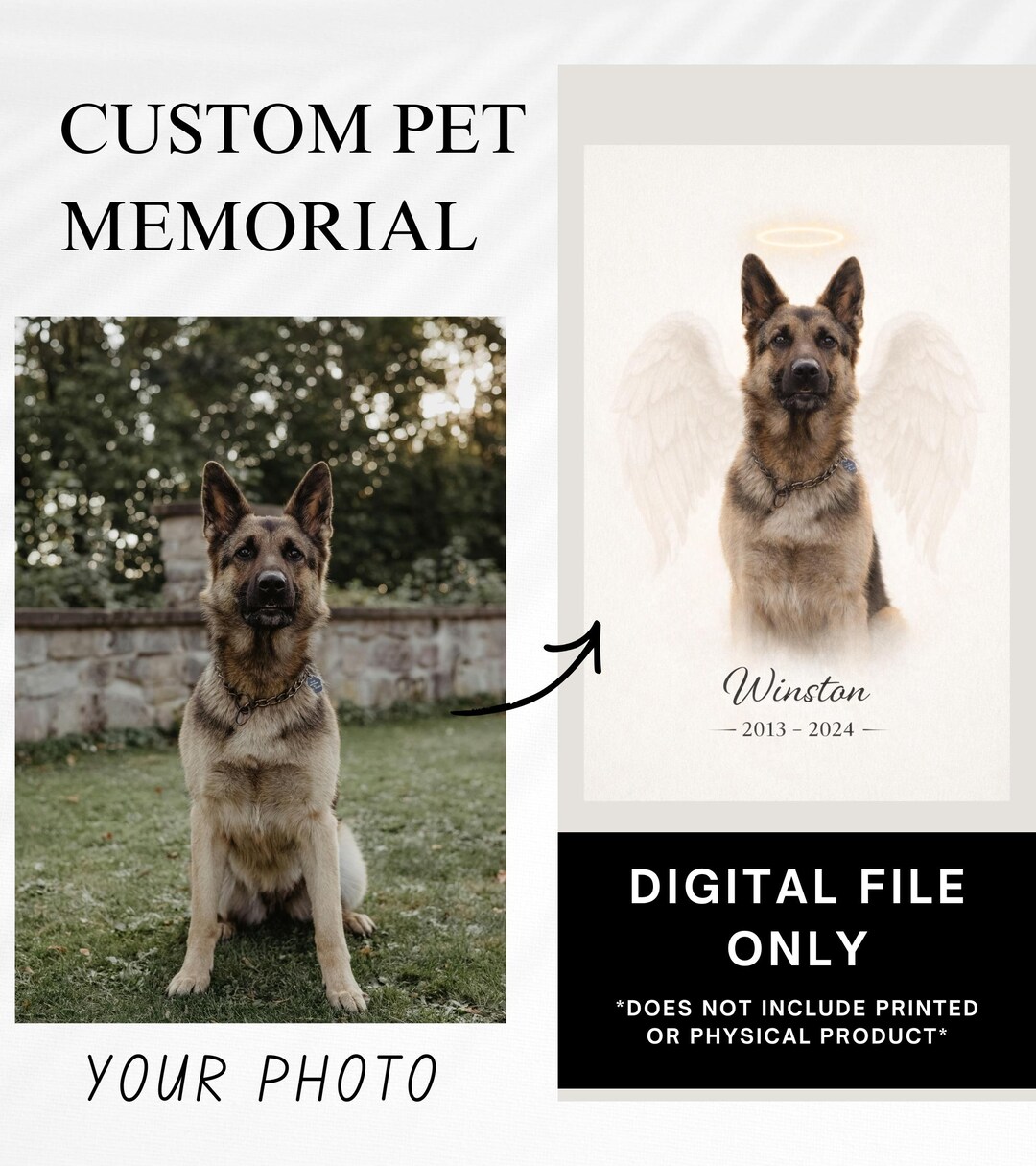 Custom Dog Memorial Portrait | Personalized Pet Remembrance Art ...