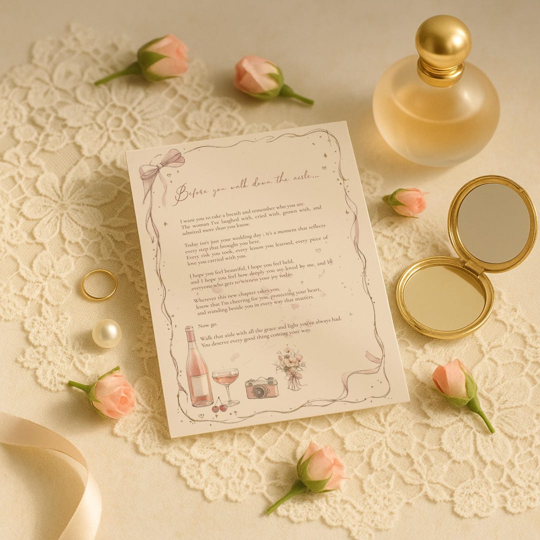 Wedding Day Letter for Bride, Sentimental Keepsake (printable), Instant ...