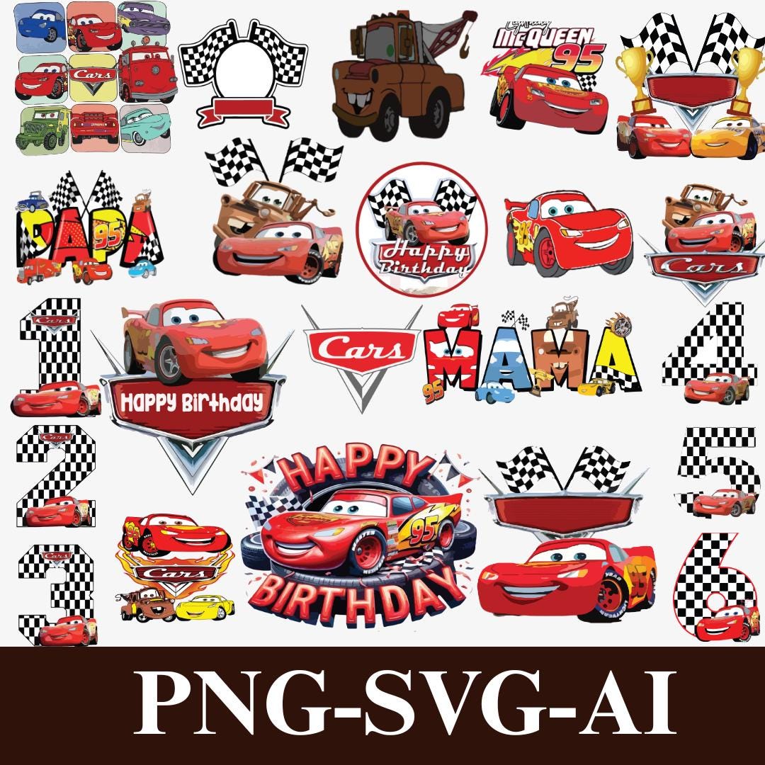 Racing Car SVG Bundle | Cute Cartoon Car PNG Pack | Kids Race Car ...