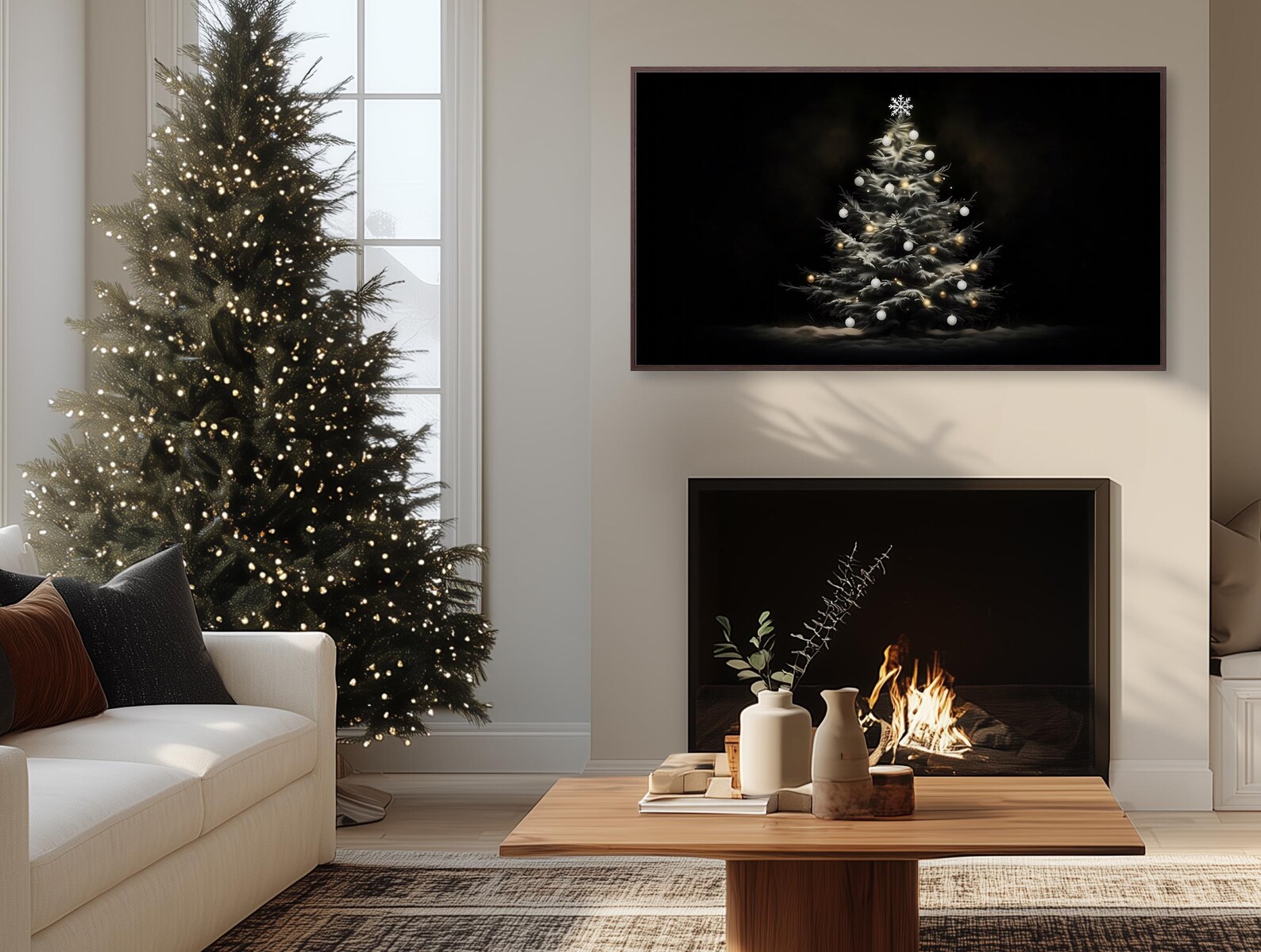 Moody Christmas Tree Frame TV Art 4K 8K | Dark Academia Modern ...