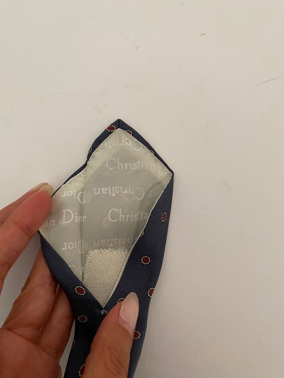 Vintage Christian Dior Silk Blue and Red Circle Tie - Gem