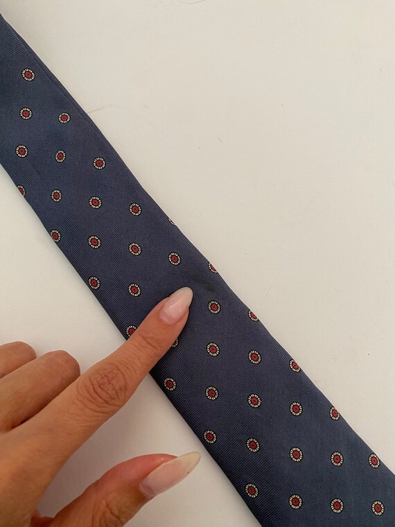 Vintage Christian Dior Silk Blue and Red Circle Tie - Gem