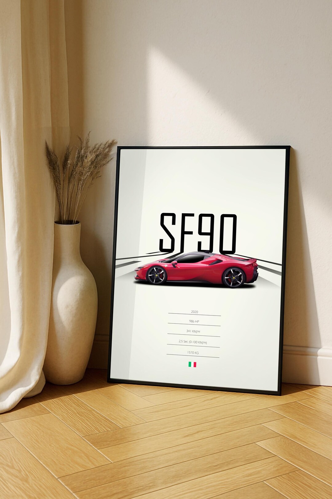 Ferrari SF90 Poster | Car Poster | Digital, Framed, Unframed or ...